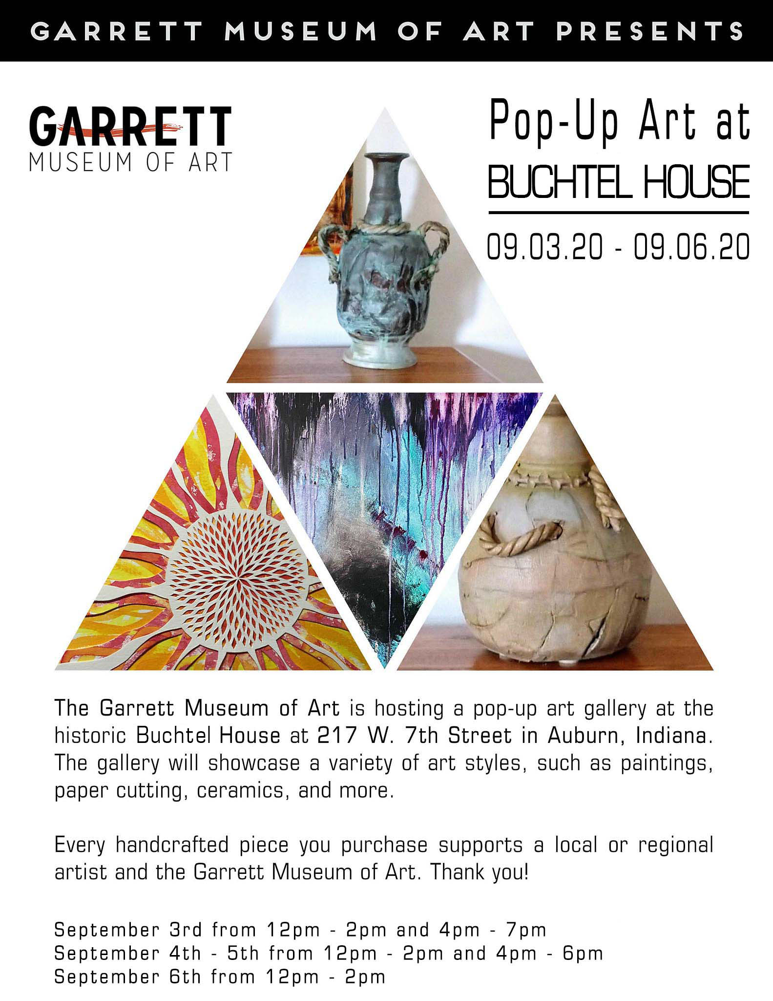 Pop-Up Art Gallery at Buchtel House – Garrett Museum of Art